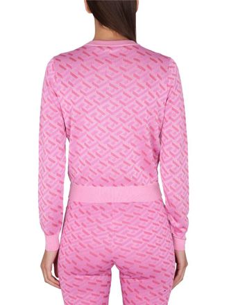 Versace Jacquard Silk-Viscose Cardigan - Pink