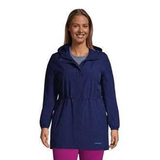 Lands End Wasserdichte Regenjacke mit Packfach, Damen, Größe:48-50 plus, Blau, Polyester, by Lands End