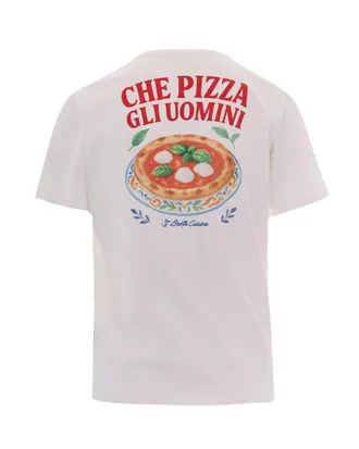MC2 Saint Barth Womens T-Shirt Emilie Uomini Pizza Print White Cotton T-Shirts & Jerseys