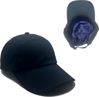 Generic Casquette de baseball doublée de satin - Réduit la perte de cheveux, bleu marine, M