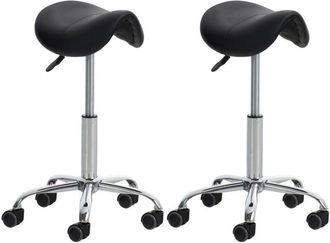 Clp Lot de 2 tabourets de travail Reno en similicuir Noir
