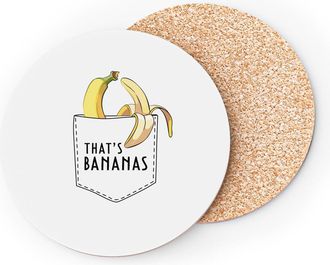 Fabulous Untersetzer aus Glas, rund, Korkboden - Thats Bananas Obst Banane Zeichnung - 1 St&uuml;ck (95 x 95 mm)