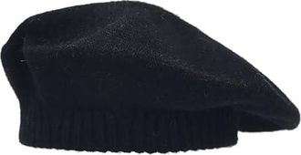 Generic Béret dHiver Pour Femme en Laine Tricotée - Chapeau Chaud Français Uni Pour Automne et Hiver - Noir ou Rouge, Taille M