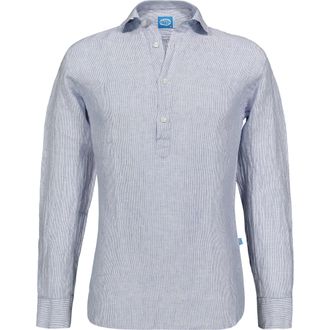 Panareha Gestreiftes Leinen-Popover-Hemd f&uuml;r Herren Samui Grau (XXL)
