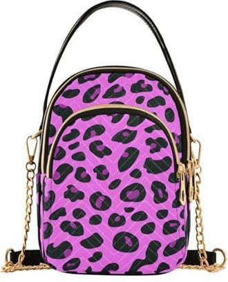 Mnsruu Sac à bandoulière pour femme, imprimé léopard violet, guépard, sac à main, petit sac à bandoulière avec sangle réglable