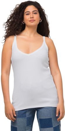 Ulla Popken Damen, gro&szlig;e Gr&ouml;&szlig;en, Ripptop, Slim, V-Ausschnitt, &auml;rmellos, schmale Tr&auml;ger