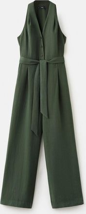 Mango Halterneck-Jumpsuit mit G&uuml;rtel khaki - Damen - XXS - MANGO