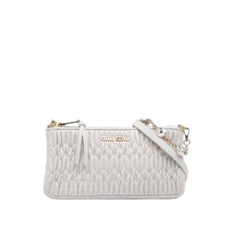 Miu Miu Sac bandouli&egrave;re matelass&eacute; en nappa doccasion - Femme - Pre-owned - Blanc - Taille: ONE Size