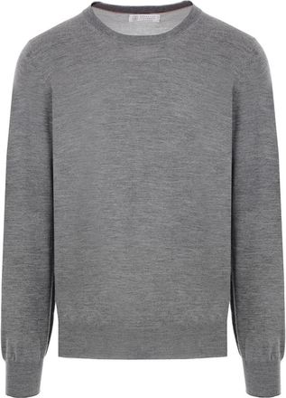 Brunello Cucinelli Homme, Pulls, Gris, Taille: 3XL Pull ras du cou bleu &agrave; c&ocirc;tes