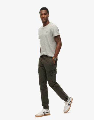 Superdry Para - Pantalon cargo ajusté - Vert-gris foncé
