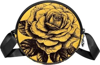 Generic Circle Sac &agrave; bandouli&egrave;re pour femme, petit sac &agrave; bandouli&egrave;re avec fermeture &eacute;clair et bretelles r&eacute;glables, sac &agrave; main rond d&eacute;contract&eacute; pour femmes et 