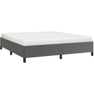 vidaXL Vidaxl - Cadre de lit gris 160x200 cm en similicuir - Structure robuste avec lattes en contreplaqu&eacute; - Facile &agrave; nettoyer et &agrave; monter