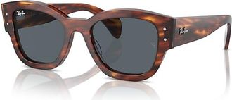 Ray-Ban Jorge Sonnenbrillen Havana Gestreift Fassung Blau Glas 52-20
