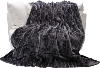 Brandsseller Kuscheldecke Fellimitat 150x200 cm - Flauschige Kunstfelldecke mit Fleece-Rückseite, warme Luxus Wohndecke für Sofa & Bett, weich & waschbar - Anthraz