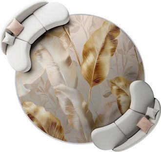 Generic Tapis Lavable et Antid&eacute;rapant Beige pour Salon Salle &agrave; Manger Chambre Adulte et Ado Cuisine - Tapis Motif &Eacute;l&eacute;gant Luxe Feuille De Bananier, Poil Ras D