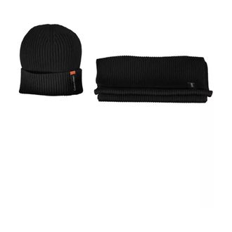 Calvin Klein Homme, Accessoires, Noir, Taille: ONE Size Ensemble bonnet c&ocirc;tel&eacute; et &eacute;charpe