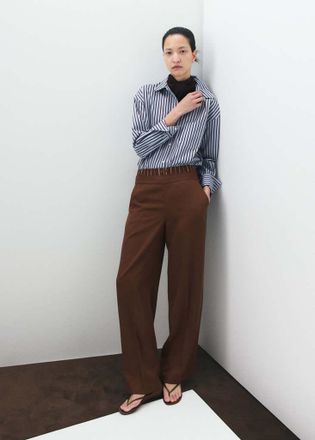 Mango Chemise coton rayures bleu ciel - Femme - S - MANGO