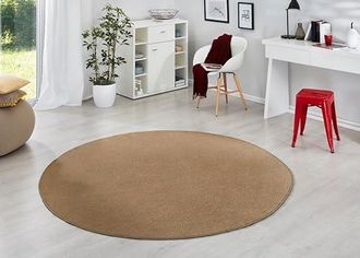 Hanse Home Teppich Fancy Rund - Wohnzimmerteppich einfarbig Modern Velours Teppich für Esszimmer, Wohnzimmer, Kinderzimmer, Flur, Schlafzimmer, Küche - Braun, Ø2