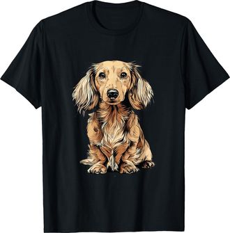 Whyitsme Design Blond Langhaar Dackel Hund Illustration T-Shirt
