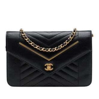 Chanel Pre-owned Vintage Chevron Umh&auml;ngetasche - - Pre-owned - Damen - Schwarzk - ONE SIZE