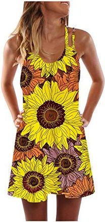 Generic Robes boh&egrave;me 2026 pour femmes, robe de plage, maxi imprim&eacute;e, f&ecirc;te d&eacute;t&eacute;, d&eacute;contract&eacute;e, cocktail, boh&egrave;me, Orange, XXL