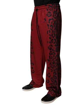 Dolce & Gabbana Leopard-Print Polyester Joggers - Red