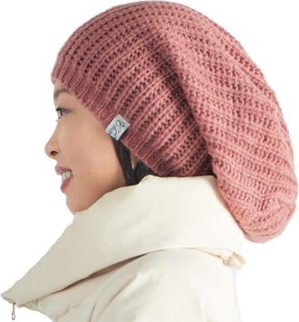 Charm by Casualbox Bonnet dhiver surdimensionn&eacute; en tricot souple - Chapeau dautomne chaud pour homme et femme - Grande casquette ample pour grandes t&ecirc;tes, rose, Taille u