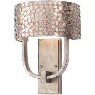 Quoizel Quoizel - Wandleuchte Lampe Metall Leinen Silber h 39,4 cm Flurlampe Klassisch 2 Flammig