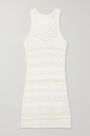 Isabel Marant Ava Minikleid Aus Einer Baumwollmischung In Pointelle-strick - Wei&szlig;