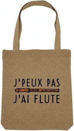 Fabulous Sac Shopping Tote Bag Aspect Lin - JPeux Pas Jai Flute Musique Instrument Classique - Sac de Courses Toile Epaisse 360g Beige Naturel Cabas Port&eacute; Epau