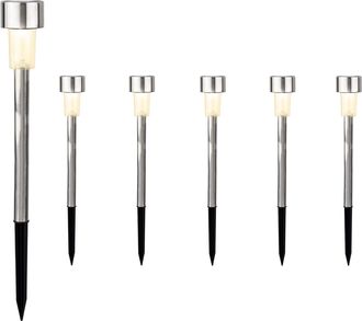 Lumineo LED Solarleuchte 24cm 6er Set f&uuml;r au&szlig;en Garten Balkonkasten Dauerbetrieb 6h warmwei&szlig; - Solar Gartenleuchte Gartenstecker Solarstecker Stableuchte Kuns