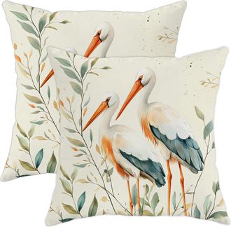 Generic Herbstst&ouml;rche V&ouml;gel Kissenh&uuml;llen Mit Rei&szlig;verschluss Dekokissenbezug Dekorative Zierkissenbezug F&uuml;r Bett Schlafzimmer B&uuml;ro 45X45Cm 2Er Set