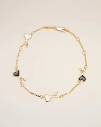 Ami Ami Paris - Bracelet dor&eacute; en laiton Ami de Coeur martel&eacute; Noir - TU - Unisex