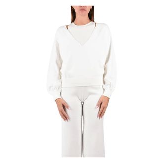 Max Mara Pull &agrave; col en V Mmlottone - Femme - Pulls - Blanc - Taille: 36 FR