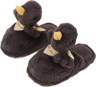 BESPORTBLE Pantoufles Fourr&eacute;es Chaudes en Peluche pour Femmes Antid&eacute;rapantes Motif Canard Taille 40-41 Couleur Noire Confort Int&eacute;rieur pour Automne et Usage Quot