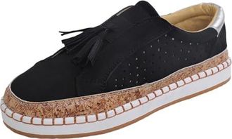 Generic Baskets pour femme - Tissu épais - Chaussures plates à enfiler - Chaussures de loisirs - Légères et respirantes - Chaussures de sport à plateforme - C