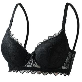Generic Soutien-gorge pour femme avec patchwork en dentelle, soutien-gorge traditionnel &agrave; armatures avec bonnets fins, bralette r&eacute;glable et sexy, Noir, 40