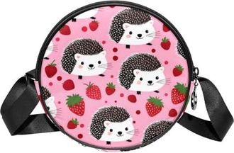 Generic Petit sac &agrave; bandouli&egrave;re circulaire pour femme, petit sac &agrave; bandouli&egrave;re avec fermeture &eacute;clair, bretelles r&eacute;glables, sac &agrave; main rond d&eacute;contract&eacute; pour fe
