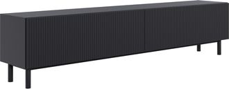 Selsey TV Schrank Mit Gefr&auml;ster Front, 175 cm, Schwarz - Elegantes TV Board F&uuml;r Wohnwand Wohnzimmer, Moderner Look Mit Metallf&uuml;&szlig;en, Praktische Stauf&auml;cher, Se