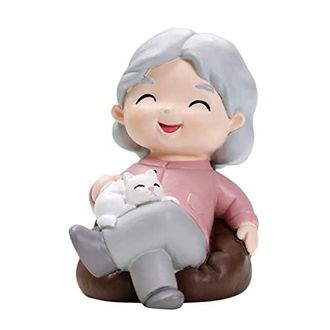 Valiclud Figurine de grand-m&egrave;re en r&eacute;sine - D&eacute;coration pour mariage, anniversaire de mariage, f&ecirc;te, senior romantique et joyeuse - Pour la maison, le g&acirc;teau, l