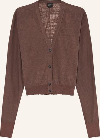 HUGO BOSS Strickjacke Farcisox Aus Leinen braun
