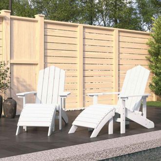vidaXL Vidaxl - Adirondack-Gartenst&uuml;hle 2 Stk. mit Hockern hdpe Wei&szlig;