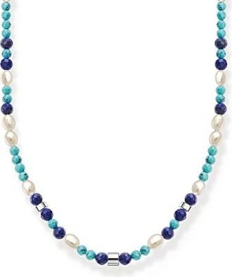 Thomas Sabo KE2162-775-7-L45V Collier avec perles et pierres bleues pour femme en argent sterling 925 Longueur 45 cm, 45 cm, Argent sterling, Pas de gemme
