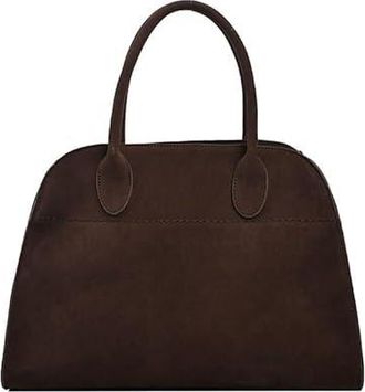 Generic Garhomtur Sac fourre-tout en daim synthétique pour femme, sac à bandoulière vintage pour le travail, le bureau, les voyages, Café-grand, sans bretelle