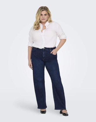 Only Wide-Fit-Jeans aus dunkelblauem Denim
