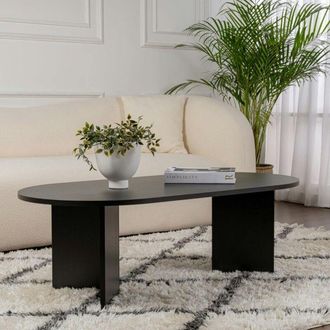 Pier Import Pier Import - Table basse ovale noire effet bois - pieds en v marfa