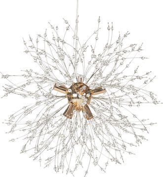 Beliani Hängeleuchte Metall gold/transparent 8-flammig Kristall-Optik Löwenzahn Torola