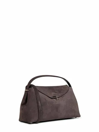 Toteme Womens Top Handle Bag T-Lock Brown Calf Leather Handbags Hand
