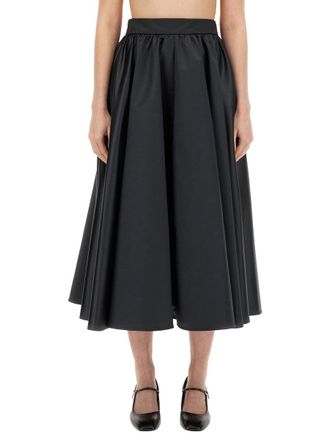 Patou Flared Polyester Maxi Skirt - Black