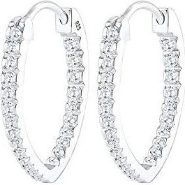 Elli Femme Boucles dOreilles, Créoles Ovales Cristaux de Zircone (925/1000), Argenté